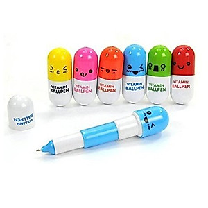 Bokit 24pcs/lot Vitamin Pen, Ballpoint Pen, Vitamin Pill, Novelty Pen, Size12x2.4cm, Gift Pen,multicolor