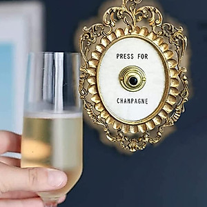 Okuorze Press for Champagne Button, Press for Champagne Framed Vintage Button,Champagne Themed Decor Wall Plaque Ornament Gift for Party Christmas Home Bedroom Hotel, Gold