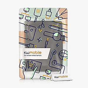 kwmobile Case Compatible with Kobo Clara 2E / Tolino Shine 4 - Cover Faux Nubuck Leather e-Reader Flip Case - Dark Grey