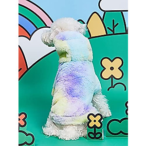 QWINEE Tie Dye Dog Coat,Dog Warm Soft Winter Hoodie,Puppy Sweatshirt Clothes for Cat Small Medium Dog Girl Boy Multi-Colored Medium