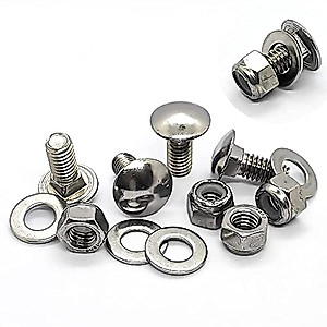 4pcs 710-0451 712-04063 736-0242 Stainless Steel Skid Shoe Bolts Carriage Bolts Nuts and Washers Kit Replacement MTD Snow Blower 784-5580 (5/16-18) 3/4"