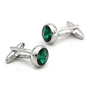 iGame Men's Luxury Crystal Cufflinks Green Color Stone Quality Wedding Cuff Links with Gift Box