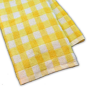 Murphy Bamboo 26.5-Inch-by-13-Inch Luxury Bamboo Kitchen Dish and Hand Towels, Yellow & White Plaid (Set of 2)