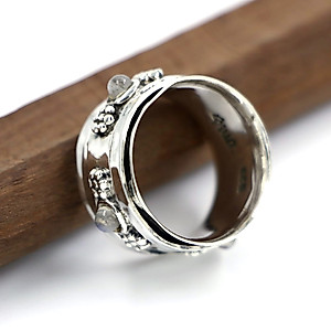 Rainbow Moonstone Spinner Ring 925 Sterling Silver Rings For Women Silver Spinner Rings Handmade Gemstone Ring Silver Wide Band Ring 925 Silver Ring Spinner Meditation Ring Thumb Ring Anxiety Ring Worry Ring Fidget Ring Silver Wedding Band Ring Silver Jew