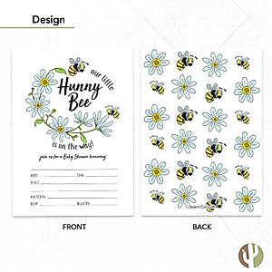 Desert Cactus Bumble Bee Baby Shower Invitations Invite Cards (25 Count) With Envelopes Girl Boy (25ct Baby) Bee 3