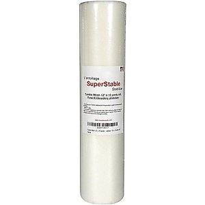 Superpunch Fusible Iron On No Show Mesh Embroidery Stabilizer, 1.5 Oz Lightweight Embroidery Backing Stabilizer-12 Inch x 10 Yard, SuperStable White Stabilizer for Embroidery Machine, Made in USA