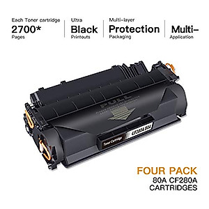 E-Z Ink (TM) Compatible Toner Cartridge Replacement for HP 80A CF280A 80X CF280X 05A CE505A to use with Laserjet Pro 400 M401n M401dne M401dw MFP M425dw MFP M425dn (Black, 4 Pack)