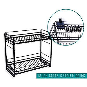 zccz 2-Tier Bathroom Countertop Organizer - Detachable Standing Rack Bathroom Storage Shelf Cosmetic Holder Vanity Tray - Kitchen Spice Rack Shower Caddy Wire Basket, Black