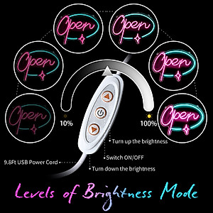 Neon Open Sign for Business, 15.75"x11.4" Led Open Signs for Business & Store Window, Adjustable Brightness Ultra Bright Neon Light Open Sign for Party Bar Salon Coffee Shop Club Hotel Wall Decor