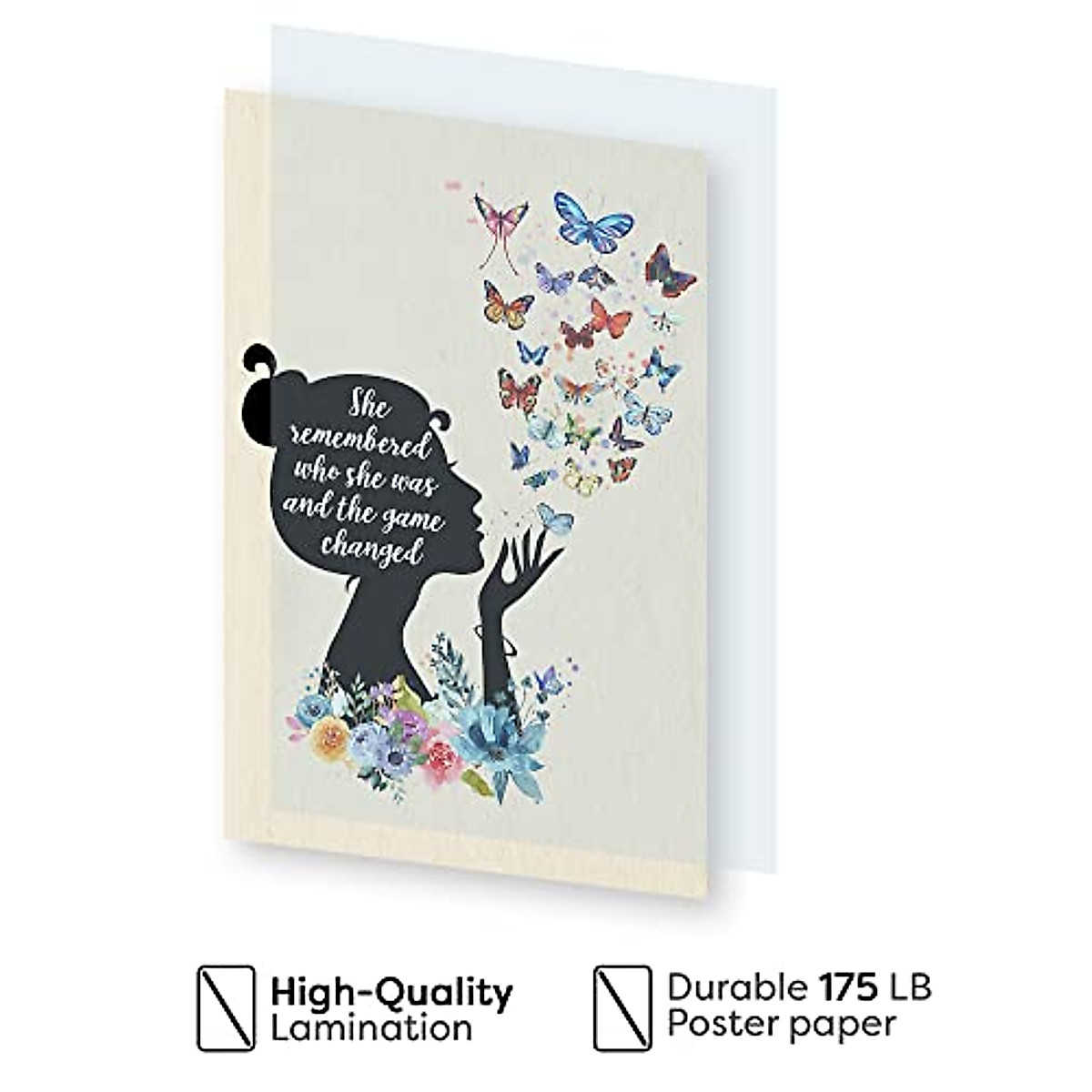 Picofyou She Remembered Who was and The Game Changed - Positive Quotes Wall Art Decor Print Inspirational, Motivational Gifts for Women, Teen Girls, Home, Office 16x24 Unframed, Brown