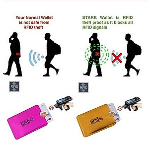 Angelastore Bag Anti Rfid Wallet Blocking Reader Lock Bank Card Holder Id Bank Card Case Protection Metal Credit NFC Holder Aluminium (Green)