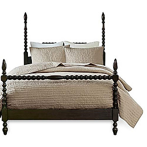 MADISON PARK SIGNATURE Serene King Size Quilt Bedding Set - Linen, Quilted – 3 Piece Bedding Quilt Coverlets – 100% Cotton Voile Bed Quilts Quilted Coverlet