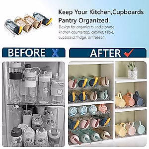 Zdesign Water Bottle Organizer, Stackable Plastic Water Bottle Holder for Cabinet-4 Pack,Kitchen Pantry, Fridge, Stackable Cup Holder Dorm Essentials,Hold 32 Containers (4)