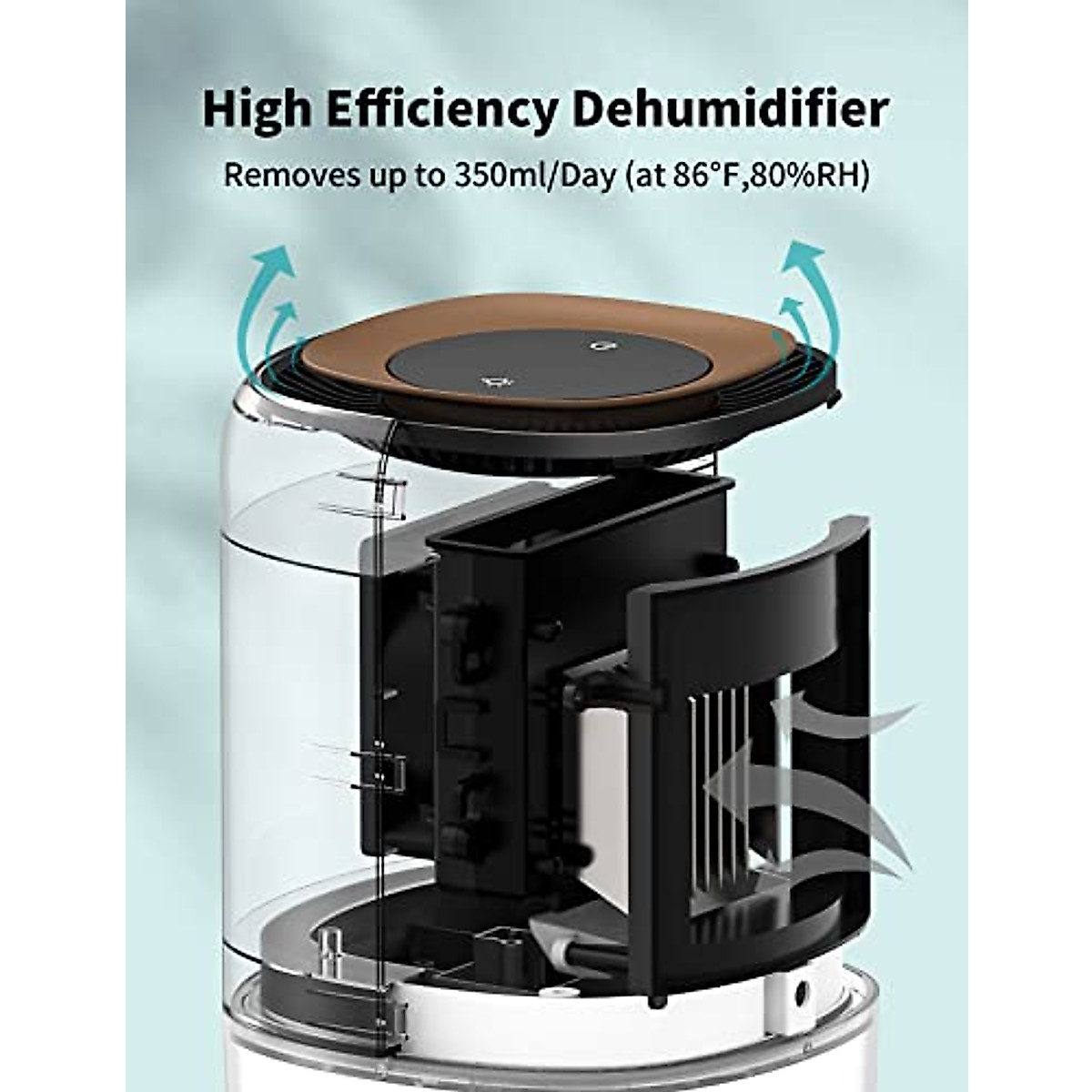 Hysure Small Dehumidifier for 2200 Cubic Feet(220 sq ft), Quiet Portable Deshumidificador for Home RV Bedroom Bathroom Basement Garage Wardrobe, 1400ml(49oz) Water Tank with Safe Auto Shut Off -White
