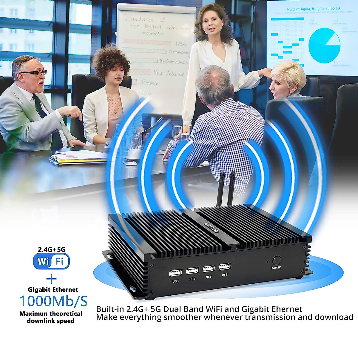 HISTTON Mini PC Windows 10 Pro, Fanless Mini Industrial Computer, Core i5-3317U Processor 8GB RAM 256GB SSD, Wi-Fi/Gigabit Ethernet/VGA&HDMI, 4K Dual Output, Mini Desktop Computer