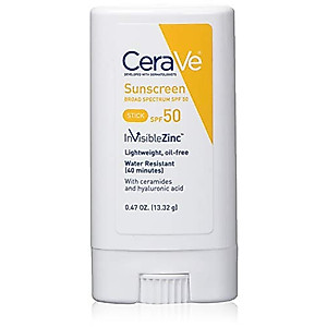 CeraVe Sunscreen stick spf 50 | 0.47 ounce | mineral sunscreen for kids & adults | fragrance free , 0.47 Ounce