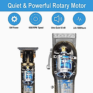 Suttik Professional Hair Clippers for Men, Clippers and Trimmers Set, Cordless Barber Clippers for Hair Cutting, Beard Trimmer Hair Cutting Kit with T-Blade Close Cutting Trimmer