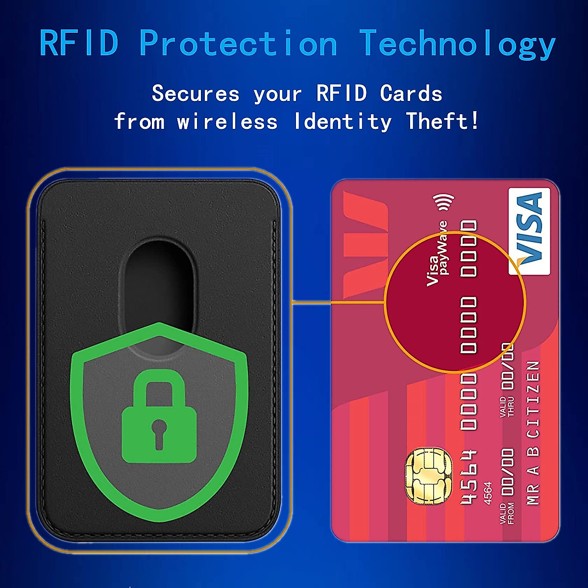 AIZHEM Magnetic Wallet for iPhone, Magnetic Leather Card Holder for Apple MagSafe, Mag Safe Cardholder Compatible with iPhone 12/13/14/15 Series and MagSafe Case, Midnight Black