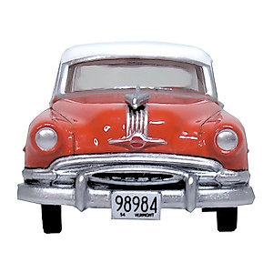 1954 Pontiac Chieftain 4 Door Coral Red with Winter White Top 1/87 (HO) Scale Diecast Model Car by Oxford Diecast 87PC54004