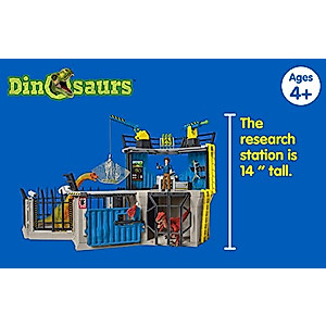 Schleich Dinosaur Toys Science Playset - 33-Piece Set Research Station with Brachiosaurus, Velociraptor, Men Scientist Action Figures, and Dart Cannon, Kids Figurines for Ages 4 and Above