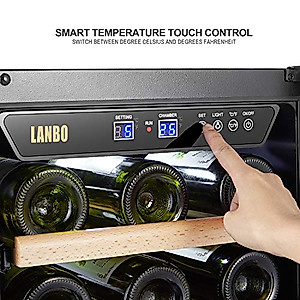 Lanbo 15 Inch Built In Wine Fridge Cooler, 33 Bottles Compressor Wine Cellar