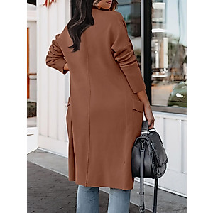 ANRABESS Women's Long Cardigan Sweater 2024 Fall Fashion Casual Oversized Knit Open Front Coatigan Jacket Coat Trendy Outfits Orange Brown Medium
