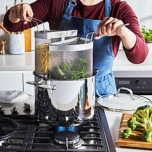 HENCKELS Pasta Pot with Lid and Strainers, 8.5-qt, Stainless Steel