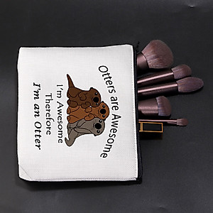 JNIAP Funny Otter Cosmetic Bag Otter Lover Gift Otters Are Awesome I'm Awesome Therefore I'm An Otter Makeup Zipper Bag (Otters bag)
