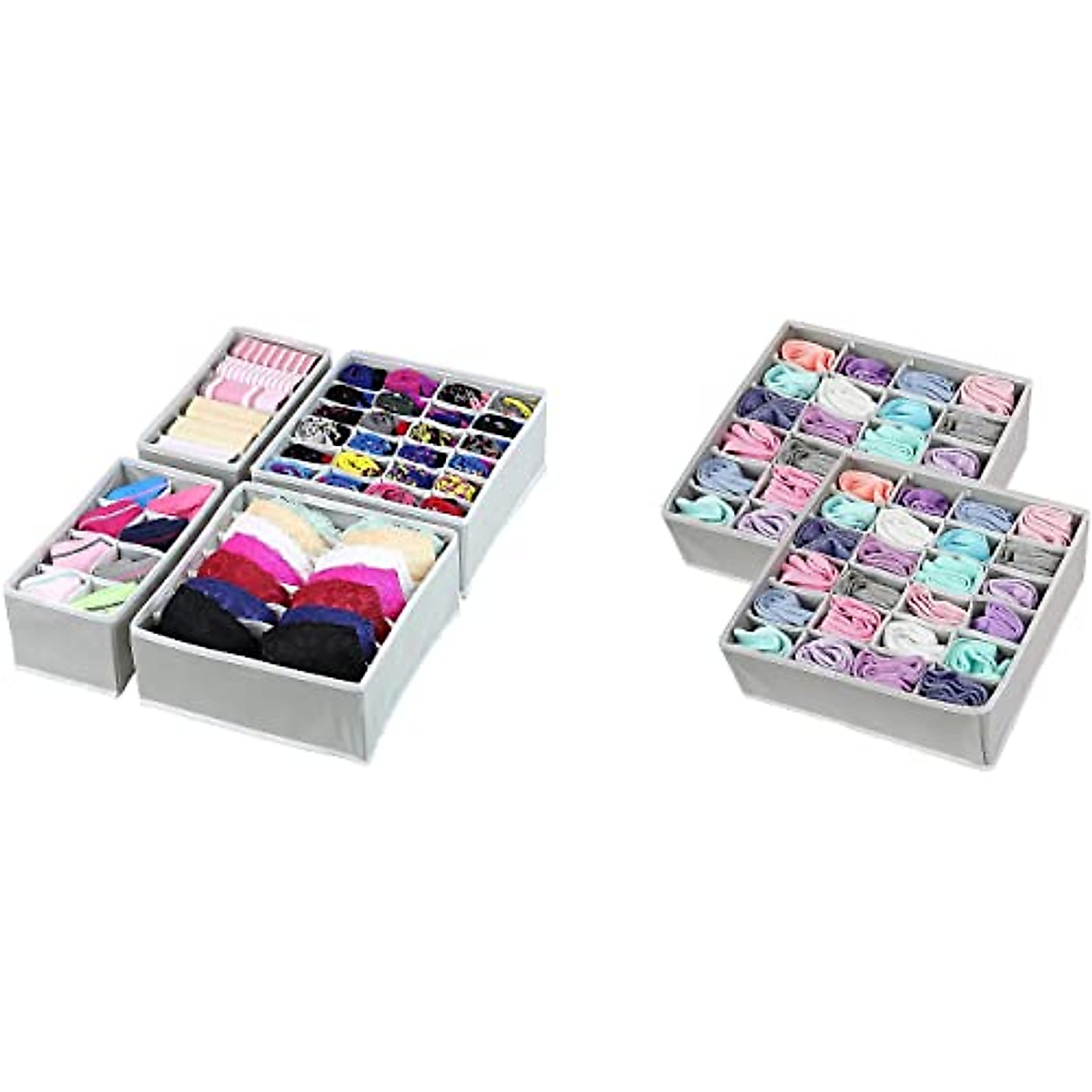 Simple Houseware Closet Underwear Organizer Drawer Divider 4 Set + 2-Pack Socks Organizer