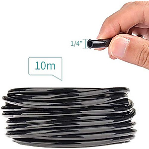 Felicetong 10m Home Garden Patio Misting Micro Flow Drip Irrigation Misting Cooling System with 10pcs Plastic Mist Nozzle Sprinkler for Plant Flower