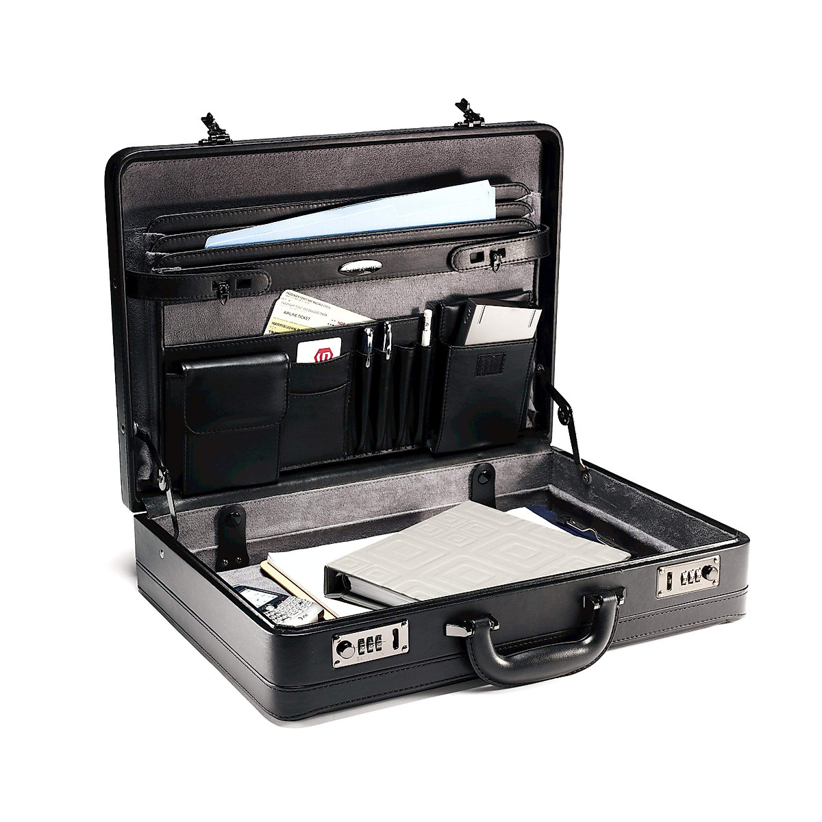 Samsonite Bonded Leather Attache, Black, One Size