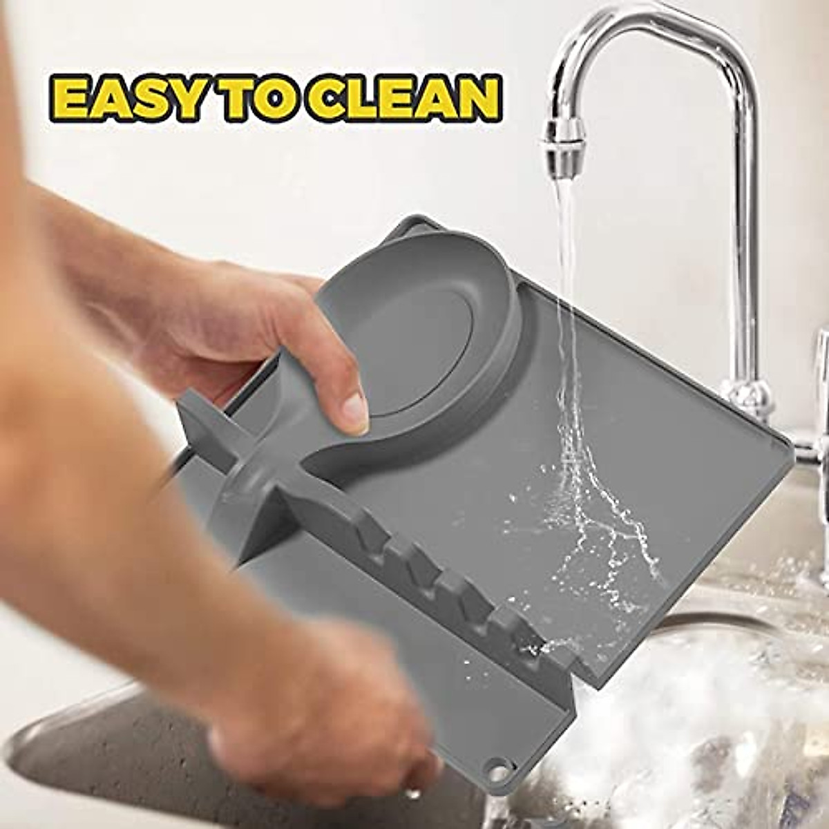 Sameme Silicone 2 in 1 Spoon Rest with Drip Pad for Multiple Utensils,Cooking Spoon Holder for Kitchen Stove Top Counter,Heat Resistant,Kitchen Utensil Holder for Spoons, Ladles, Tongs& More