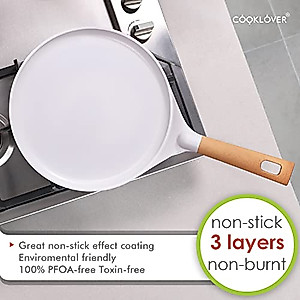 COOKLOVER Crepe Pan Nonstick Die cast Aluminum PFOA Free Induction Omelet Pan 11 inch - Sea-Salt Gray