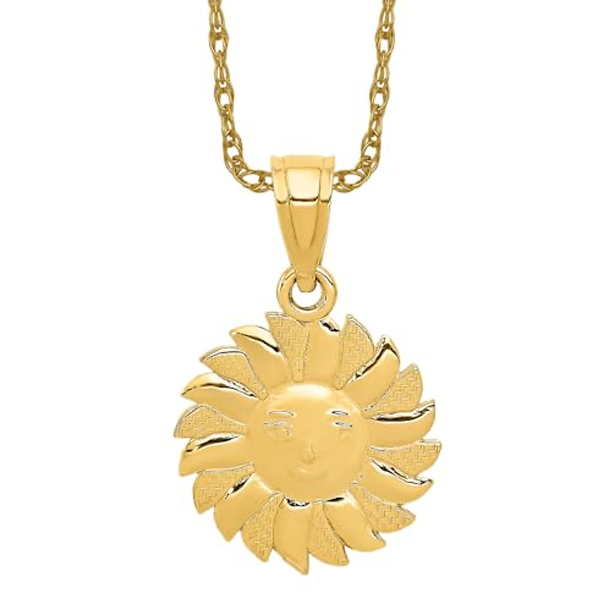 IceCarats 14K Yellow Gold Sun Face Necklace Charm Pendant Only