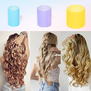 Jumbo Size Hair Roller Sets, Smilco 36 Pcs Self Grip Hair Curlers,3 Size Large Hair Rollers with 10 pack Hair Roller Clips for Long Medium Short Thick Fine Thin Hair Bangs Volume