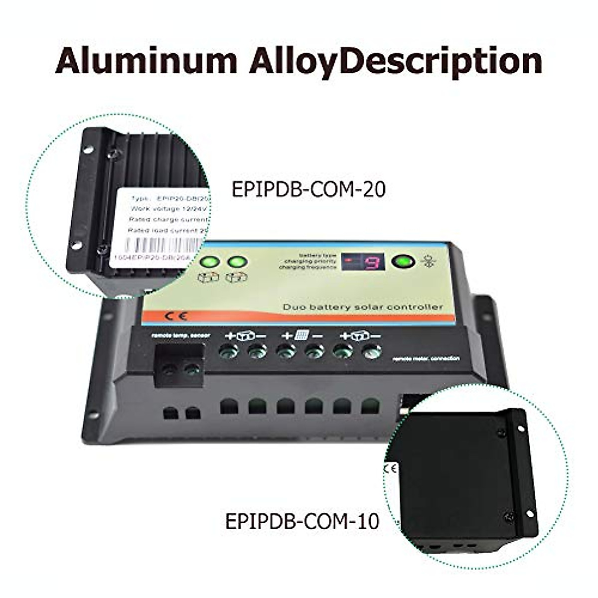 EPEVER EPIPDB-COM Series Dual Battery Solar Charge Controller 20A 12V/24V Auto Work for RVs Caravans and Boats etc Duo Battery Solar Charging System