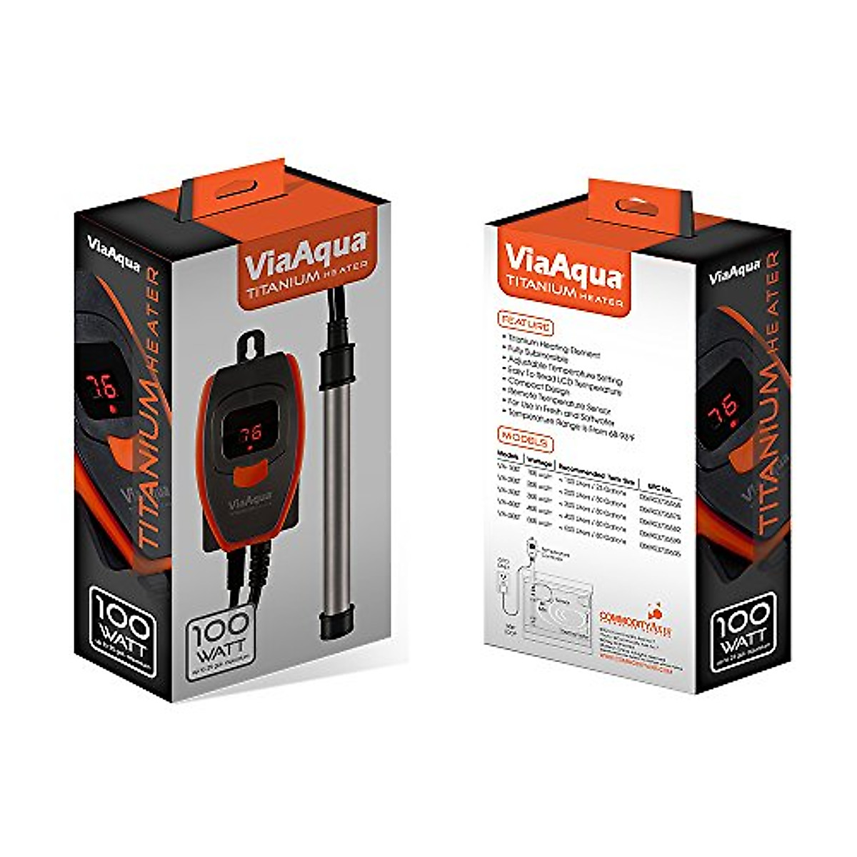 ViaAqua 300 Watt Titanium Heater, Gray (VA300T)