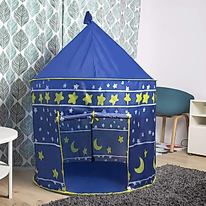 Creatov Kids Tent Toy Prince Playhouse - Toddler Play House Blue Castle for Kid Children Boys Girls Baby for Indoor & Outdoor Toys Foldable Playhouses Tents with Carry Case Great Birthday Gift Idea