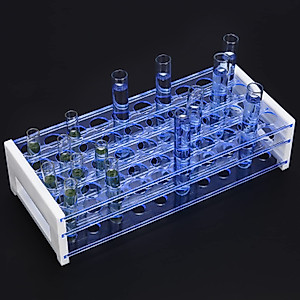 stonylab Test Tube Rack, 3-Tier Detachable Blue Plastic Test Tube Rack Tube Holder Stand Rack for Laboratory Scientific Experiments, 45/64 inch 40-Place