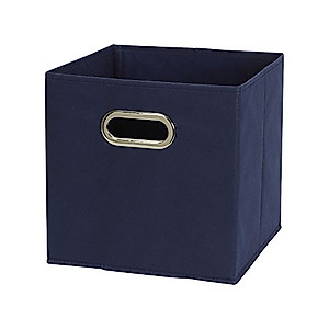 Household Essentials 81-1 Foldable Fabric Storage Bins | Set of 6 Cubby Cubes with Handles | Navy Blue, 6 lbs