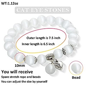 MEHUK Natural Stretch Gemstone Bracelet Healing Stone Beaded Bracelets for Women Men Gifts (Unisex) (White)