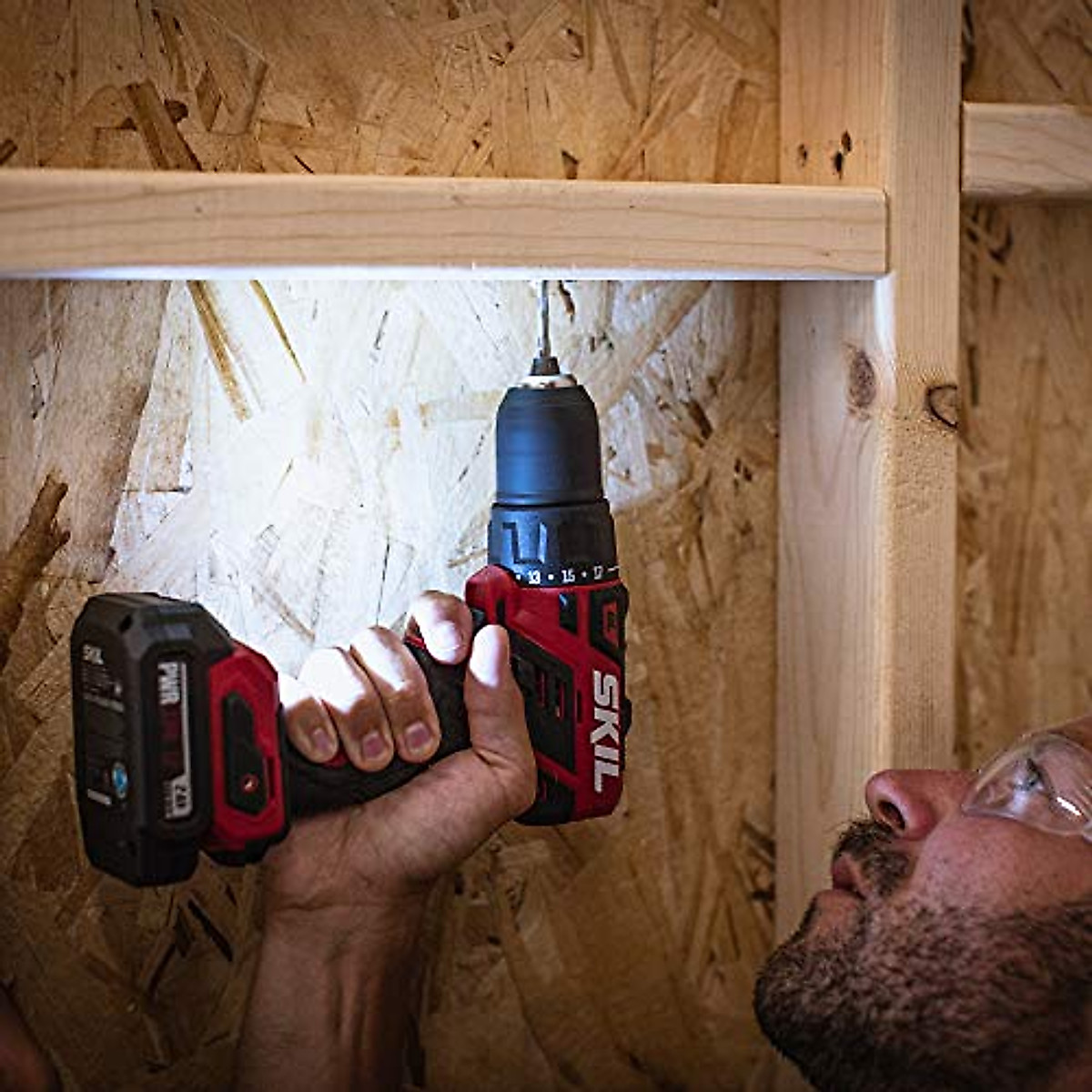 SKIL 2-Tool Drill Combo Kit: PWR CORE 12 Brushless 12V 1/2" Cordless Drill Driver & Brushless 1/4" Hex Cordless Impact Driver, Includes 2.0Ah Lithium Battery & PWR JUMP Charger - CB742901, Red
