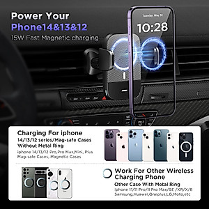 Anmeix for Magsafe Wireless Magnetic Car Charger Mount, Phone Wireless Magnet Car Charger Hands Free for Car Vent Fast Charging Mount Compatible with iPhone 14 13 12 Pro Max Series