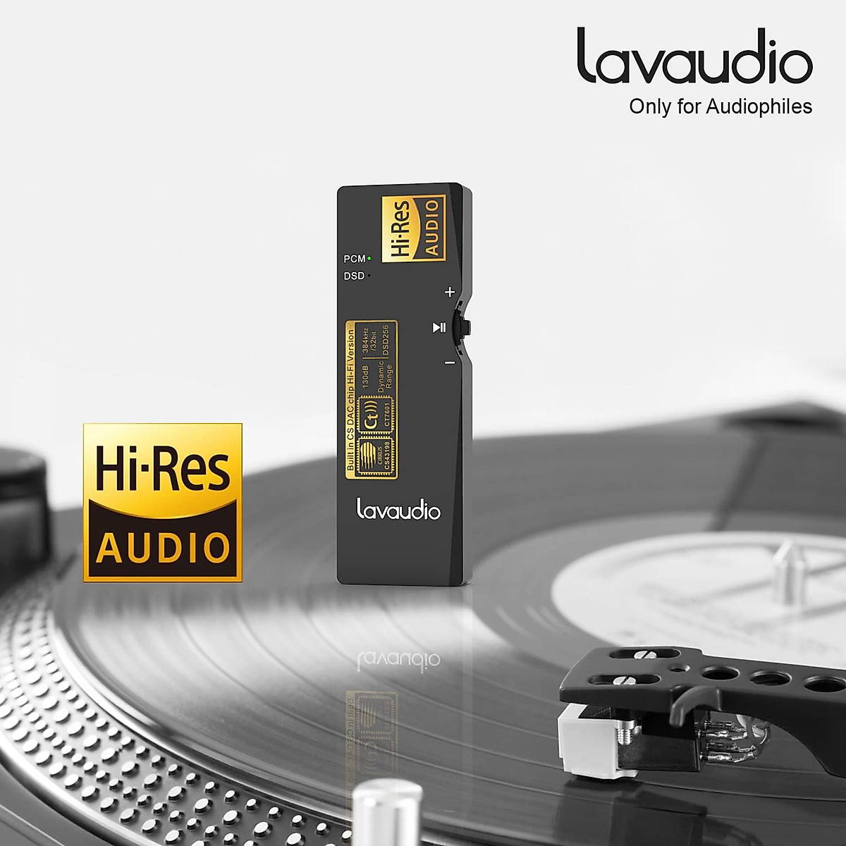 Lavaudio Headphone Amps Tiny Amplifier USB DAC, DSD256 Hi-Res HiFi Headphone Amplifier 3.5mm/Type C/Lightning/Lossless for Smartphones/PC/Laptop/Players(Lightning, Black) DS100