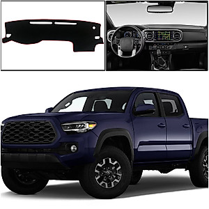 KEEGTBOX Dash Mat Cover Custom Interior Center Console Compatible with Toyota Tacoma 2016 2017 2018 2019 2020 2021 2022 Dashboard mat Cover Accessories (Red Rim)