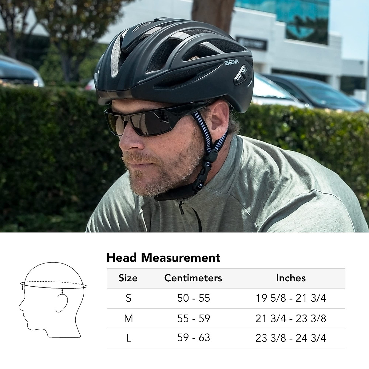 Sena R2X Smart Road Cycling Helmet with Alexa Built-in and Mesh Intercom (Matte White, Large)