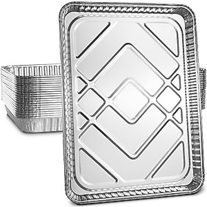 Aluminum Sheet Pans (15 Pack) Half-Sheet Size: 17 1/2" x 13 1/4" x 1 1/4" - Disposable Heavy-Duty Large Baking Trays That Fit Oven Rails. Sturdy Foil Pans Great For Baking Cookies, Grilling and more