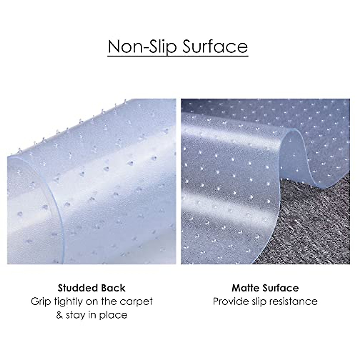 Yescom 60" x 46" Office Desk Chair Mat for Carpets Low Pile Rectangle PVC Floor Protector Studded Back 2.5mm with Lip