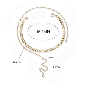 Sixexey Layered Snake Pendant Necklaces Gold Chunky Necklace Chain Jewelry for Women (A-Gold)
