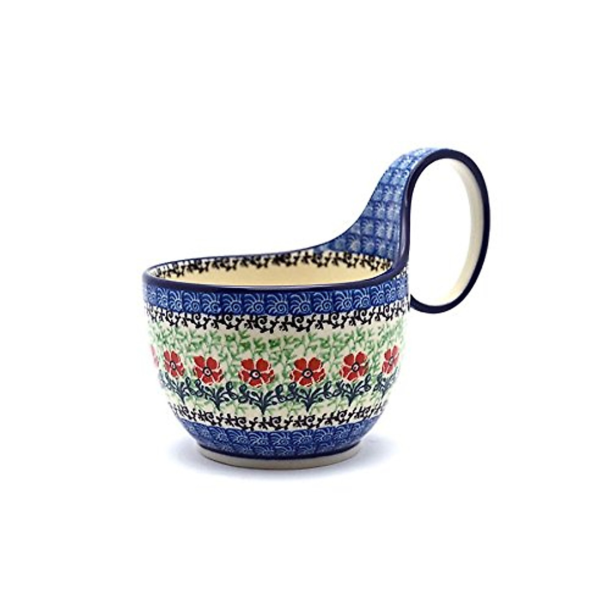 Polish Pottery Loop Handle Bowl - Maraschino